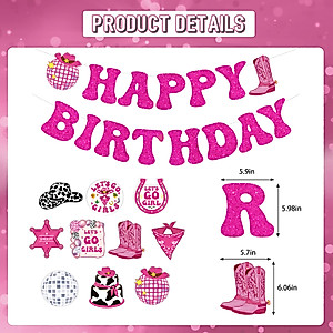 Disco Cowgirl Birthday Party Decorations- NOVBAUB 26PCS Pink Birthday Decoration Disco Cowgirl Preppy Y2k Hanging Swirls Party Streamers Bachelorette Party Decor Supplies for Women Girls