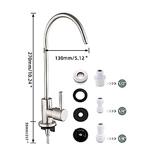 Drinking Water Faucet,Lead-Free Sink Water Filter Faucet,Reverse Osmosis Faucet for Kitchen Bar Sink,Brushed Nickel SUS304 Stainless Steel