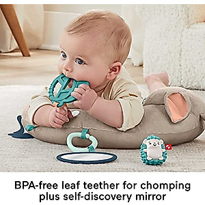 Fisher-Price Baby Shower Gift Tummy Time Fawn Wedge With 3 Sensory Baby Toys For Newborns