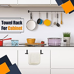 2 Pack Towel Rack for Cabinet Steel Over Door Towel Rack Modern Over Cabinet Towel Hanger Black Towel Bar Holder 9 Inch Storage Organizer for Universal Fit on Kitchen Bathroom Over Cabinet Cupboard