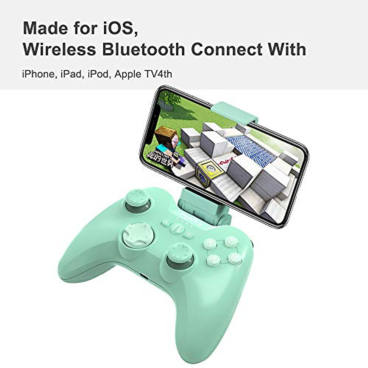 PXN 6603 MFi Controller Wireless Game Controller Portable Joystick Vibration Handle Gamepad for IPhone/IPad/IPod Touch/Apple TV (Green)