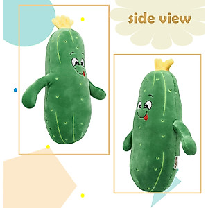 BABOLI Adorable Pickle Stuffed Animal Cucumber Plush Plant with Smile Face and Yellow Corolla Pretty Cute Plushie Toy Gift for Any Pickle Lover 12 Inches (Naughty-L)