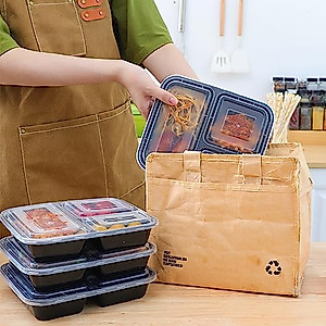 Moretoes 50 Pack 32 oz Meal Prep Containers 3 Compartment Plastic Food Storages with Lids, Reusable Food Take-Out Lunch Box Microwave/Freezer/Dishwasher Safe