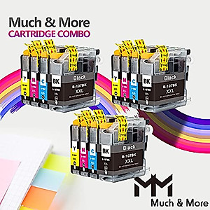 MM MUCH & MORE Compatible Ink Cartridge Replacement for Brother LC-107 LC-105 LC107 LC105 XXL Used in MFC-J4410DW J4310DW MFC-J4610DW 4710DW MFC-J4510DW (3 Black, 3 Cyan, 3 Yellow, 3 Magenta) 12-Pack