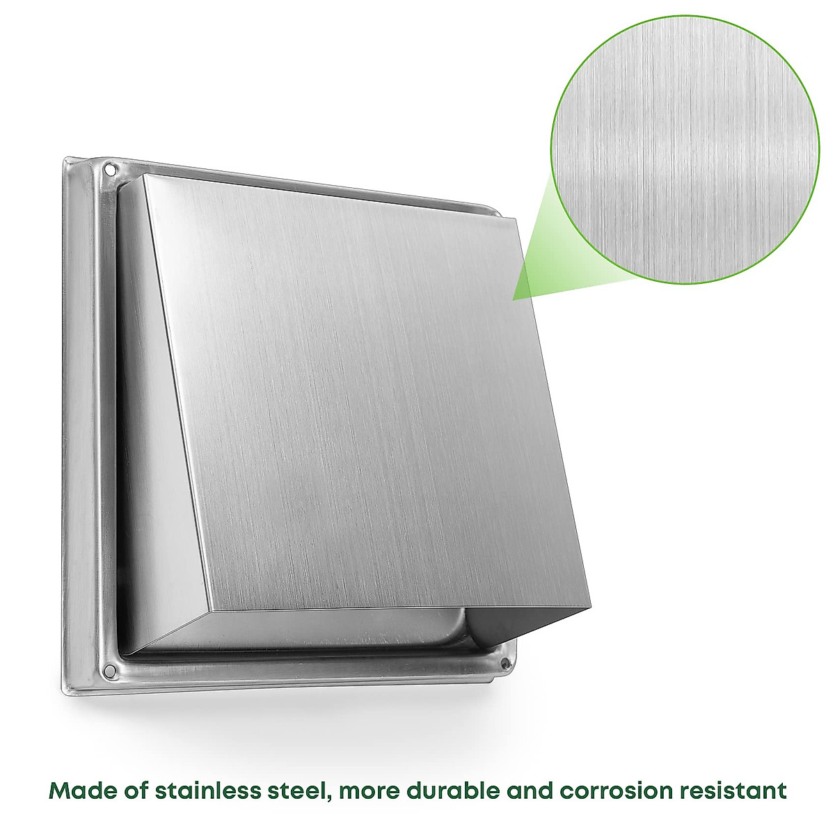 Stanbroil 4 Inch Dryer Vent Cover Outdoor Walls, Stainless Steel External Extractor Wall Vent Cushioned Non-Return Flap, Outside Airflow Vent Replacement Hood