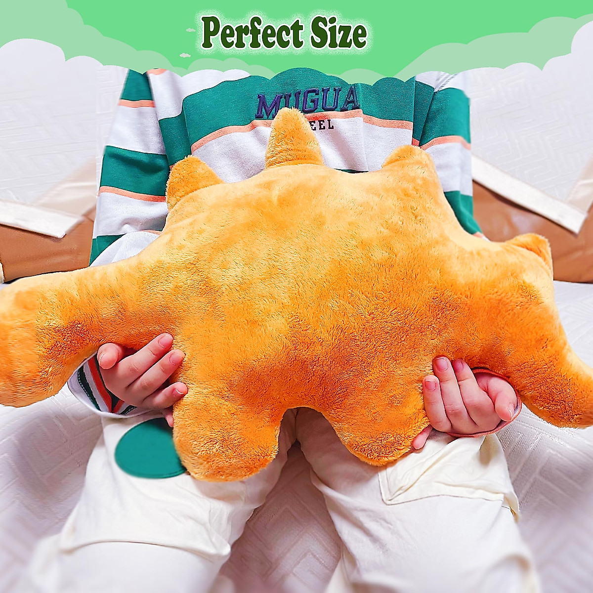 ML.ENJOY 19 inch Dino Chicken Nugget Pillow, Dinosaur Chicken Nugget Plush, Dinosaur Stuffed Animal Cute Soft and Nice Size Plush Toy, Gift for Boys and Girls(Dino-A)