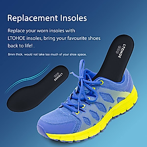 Memory Foam Insoles for Men, Replacement Shoe Inserts for Work Boot, Running Shoes, Hiking Shoes, Sneaker, Cushion Shoe Insoles for Foot Pain Relief, Comfort Inner Soles 8mm Black US 11