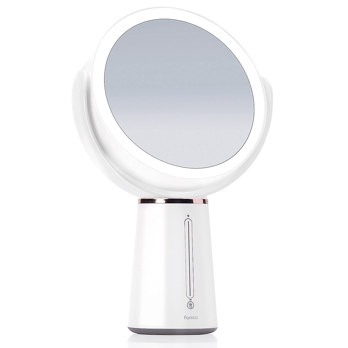 Fancii LED Lighted Magnifying Makeup Mirror with Double-Sided 1x/ 10x Magnification, Rechargeable and Adjustable Brightness, Large Tabletop Vanity Mirror (Nova)