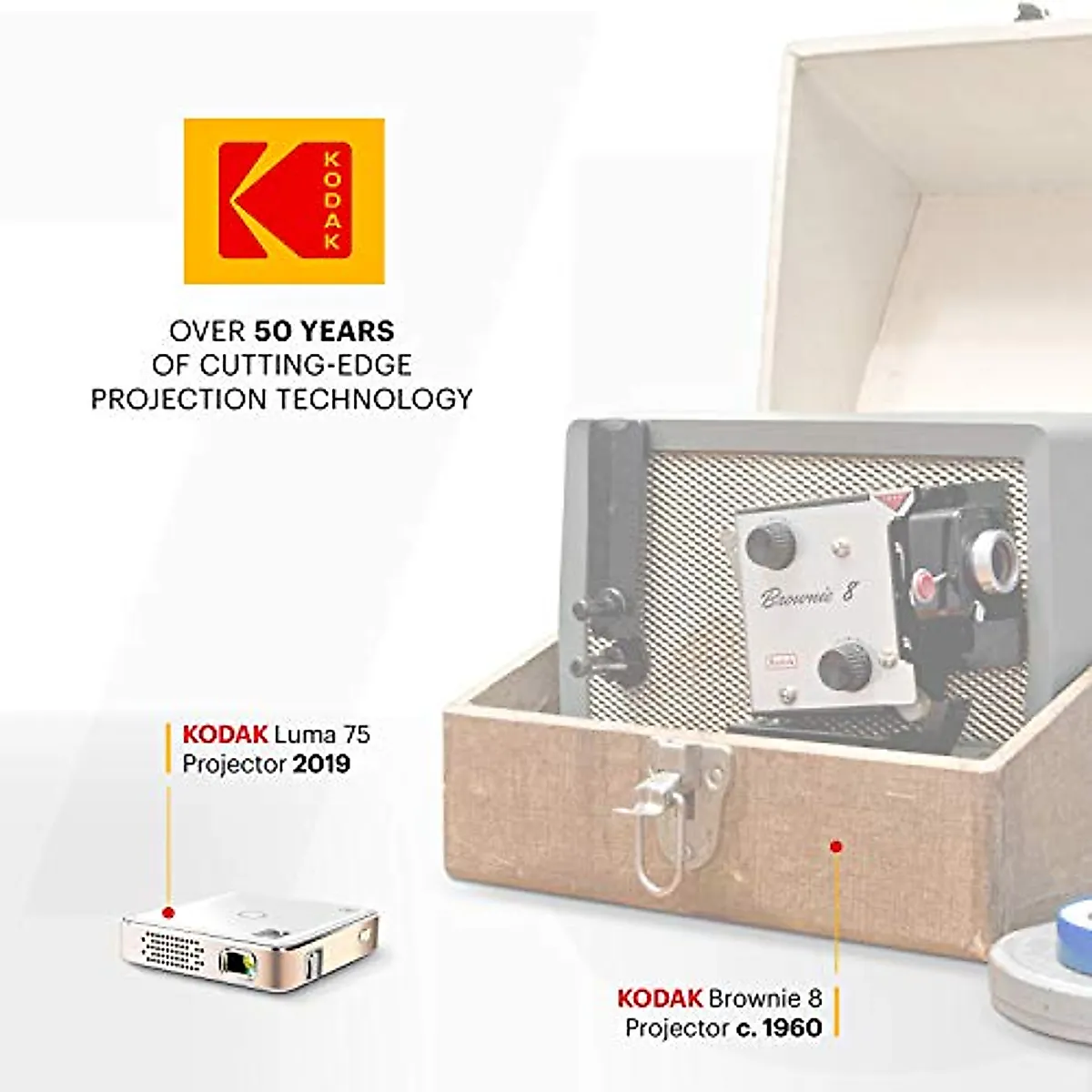 KODAK Ultra Mini Portable Projector | HD LED DLP Rechargeable Pico Projector - 100” Display - Includes Soft Case