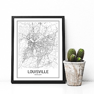 Louisville Poster Map of Louisville Map City Map Posters Modern Map Art City Prints Kentucky Art Minimal Print KY Poster City Poster City Map Wall Art Minimalist Posters 8x10