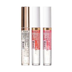 Kiss New York 3 PACK Lip Oil Gloss, Hydrating Non-Sticky Lip Oil, 100% Natural Oil Clear Lip Gloss, Lightweight Lip Moisturizer (Rosegold & Rosehip & Mango Butter)