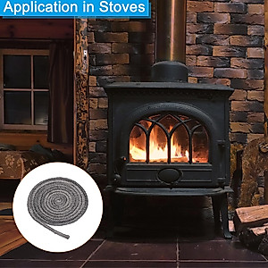PATIKIL 5/16"x 118" Wood Stove Gasket, Graphite Fiberglass Round High-Temperature Resistance Seal Rope Replacement for Stoves Fireplace Door, Black