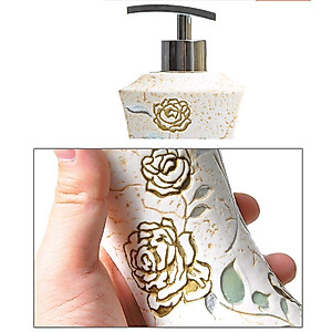 JHGCCL Countertop Soap Dispensers Golden Rose Flower Bathroom Accessory Set 5/6-piece Bathroom Set Soap Dispenser,Toothbrush Holder,Tumbler,Soap Dish,Bamboo Tray Soap dispensers (5piece Bathroom Set)