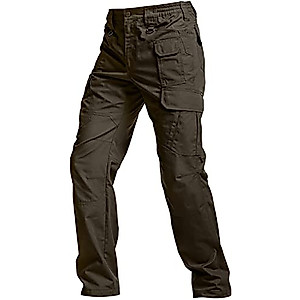CQR Men's Tactical Pants, Water Resistant Ripstop Cargo Pants, Lightweight EDC Work Hiking Pants, Outdoor Apparel, Duratex Mag Pocket Dark Brown, 34W x 32L