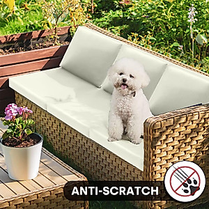 6p Patio Cushion Covers Anti Cat Scratch Leather Outdoor Cushion Cover Replacement 100% Waterproof with Zipper for 3Pcs Patio Furniture Set,Slipcovers for Outdoor Furniture Cushions Cream,Cover Only