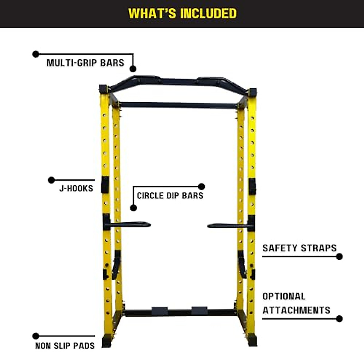 HulkFit Pro Series Power Cage and Home Gym Attachments - Yellow