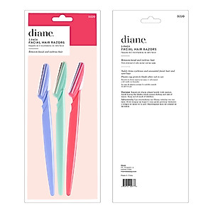 Diane D220 Eyebrow Facial Hair Shaper Trimmer, Dermaplaning Razor - 3 Pack