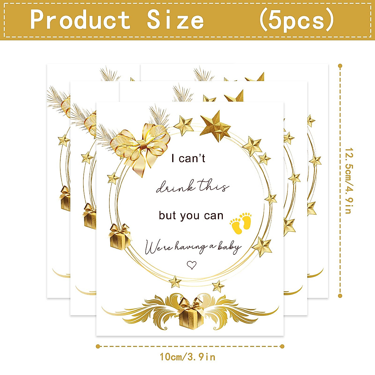 Lfish 5 Pregnancy Announcement Wine Bottle Labels,Baby Surprise Gifts Decorations,Announcing New Baby Reveal,Pregnancy Reveal Wine Label for Family and Friends,Baby Announcements Gifts.