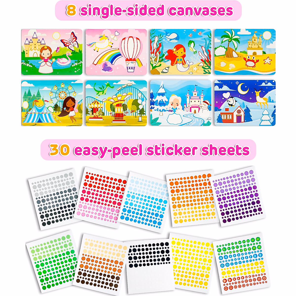 Dot Sticker Art Kit for Kids - DIY Dot it Art Activity - Sticker Book for Toddlers - Princess,Unicorn,and More - Cryptofocus Sticker Kit - Mess-Free Fun Kids Stickers - Perfect Gifts for Ages 3 to 7