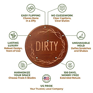 TEYGA Bamboo Dishwasher Magnet Clean Dirty Sign - Clean Dirty Magnet for Dishwasher, Dirty Clean Dishwasher Magnet, Dishwasher Clean Dirty Sign, Clean and Dirty Dishwasher Magnet