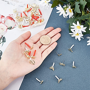 PH PandaHall 96pcs Earring Studs Backs 48pcs 12 Styles Golden Earring Posts Heart Moon Star Rhombus Pad Base with Loops Steel Pin and 48pcs Plastic Earring Backs for DIY Earring Making and Repairing