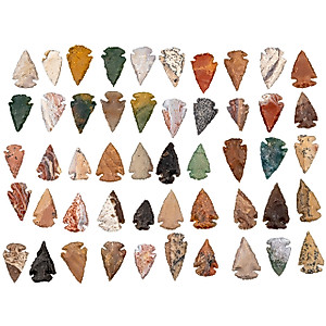 KVK Crystals Lot of 50 Indian Arrowheads Agate Chert Flint New Project Points 1 1/2" L