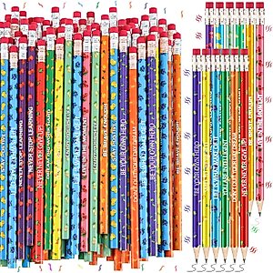 Scented Inspirational Motivational Pencils Student Colorful Fruit Pencils Cute Pencils with Eraser Wood Graphite Pencil for Girls Kids Boys School Students Gifts Supplies (120 Pcs)