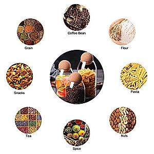 MOLFUJ 550ML/18Oz Glass Storage Container with Ball Cork, Cute Decorative Organizer Bottle Canister Jar with Air Tight Wood Lid for Food, Coffee, Candy, Bathroom Apothecary Cotton Swab Qtip Holder