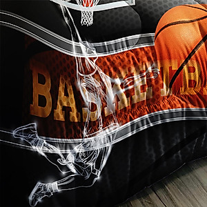 AILONEN Bedding Set, Queen 3D Basketball Comforter Set for Boys Kids Teen, Microfiber, 1 Comforter + 2 Pillowcases