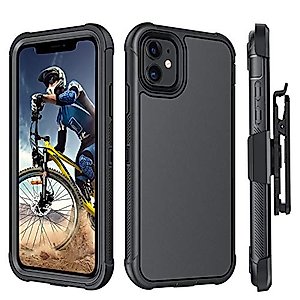 BENTOBEN iPhone 11 Case, Phone Case iPhone 11, Heavy Duty 3 Layers Shockproof Full Body Rugged Hybrid Hard PC Bumper Drop Protective Men Boys Cover for iPhone 11 with Kickstand Belt Clip Holster,Black
