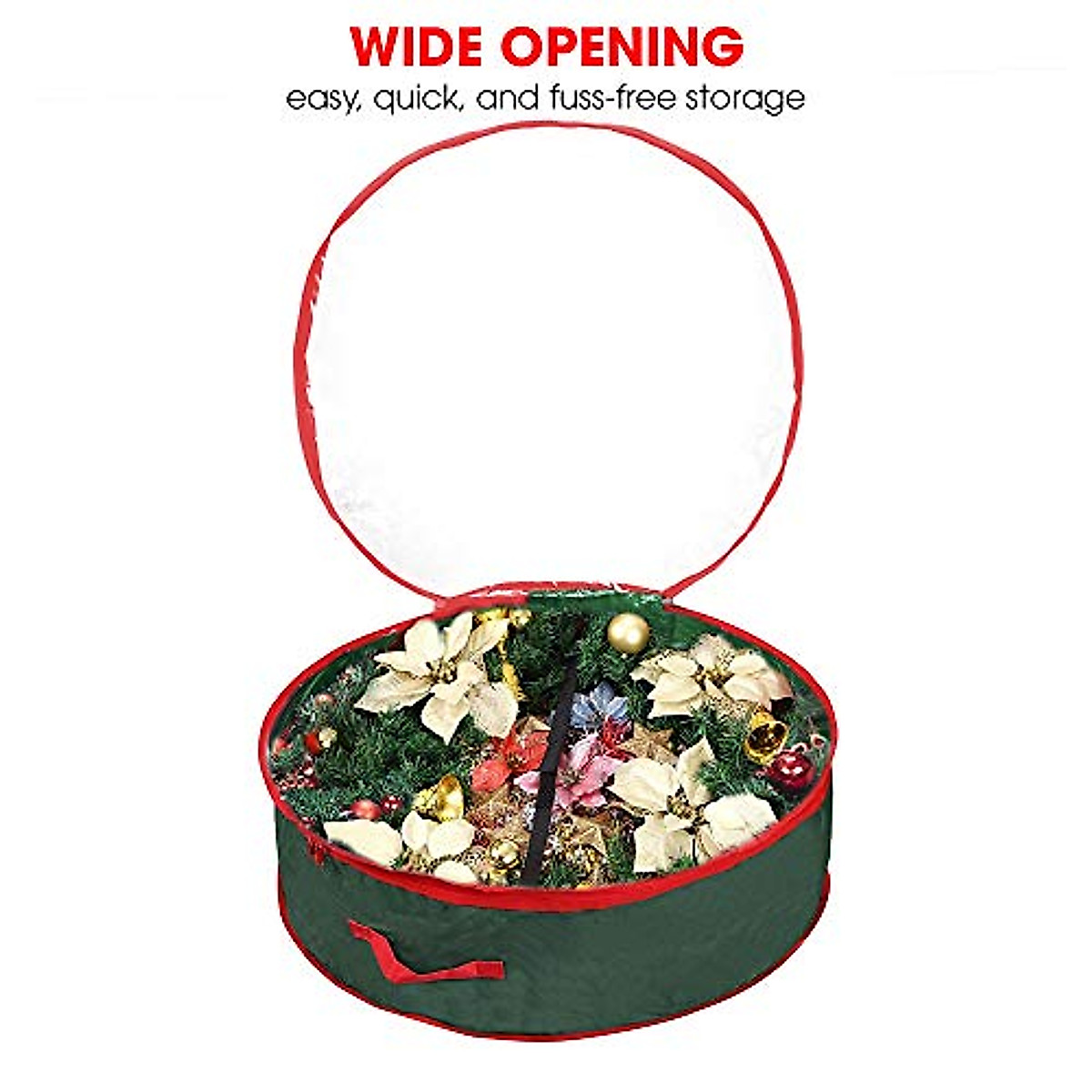 Primode Wreath Storage Bag 30" | Garland Wreaths Container with Clear Window for Easy Holiday Storage | Durable 600D Oxford Material (Green)