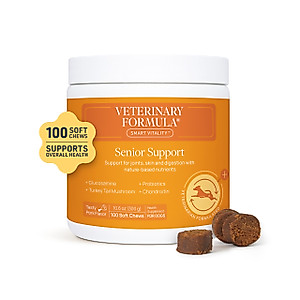 Veterinary Formula Smart Vitality Senior Support Supplement for Dogs - Soft Chews, 100ct - Support Healthy Joints, Skin, Gut, and Immunity with Glucosamine Chondroitin for Dogs
