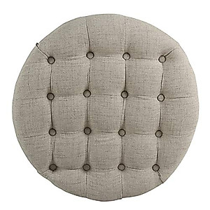 Homepop Home Decor Button Tufted Woven Round Storage Ottoman Large
