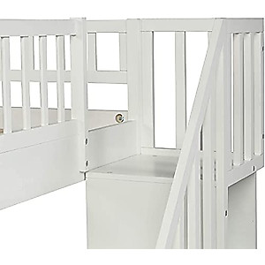 ATH-S Bunk Beds Twin Over Twin Wood Bunk Bed Frame for Boys Girls Teens, Can be Divided into 2 Beds, Gray (Color : White, Size : Twin Over Full)