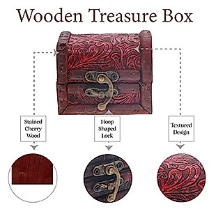 SandT Collection 3 Inch Wooden Keepsake Treasure Chest Trinket Box - Swirl