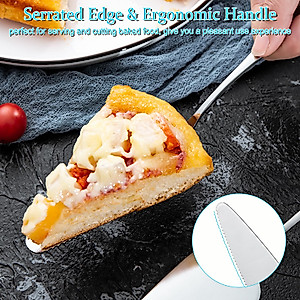 RETON 5 Pcs Pie Server Set, Stainless Steel Cake Cutter Pizza Spatula Server, Triangular Spade Pie Cutter Serving Utensils for Cutting Pizza, Cake, Pie, Dessert (8.9 Inch, Serrated Edge)