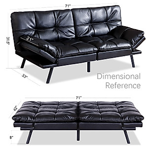 MUUEGM Futon Sofa Bed Couch Sleeper Memory Foam Convertible Futon Couch Bed,Modern Futon Folding Love Seat Sofa for Living Room,Compact Space,Apartment,Office,Dorm,Bonus,71" Dx33 Wx31.5 H,Grey