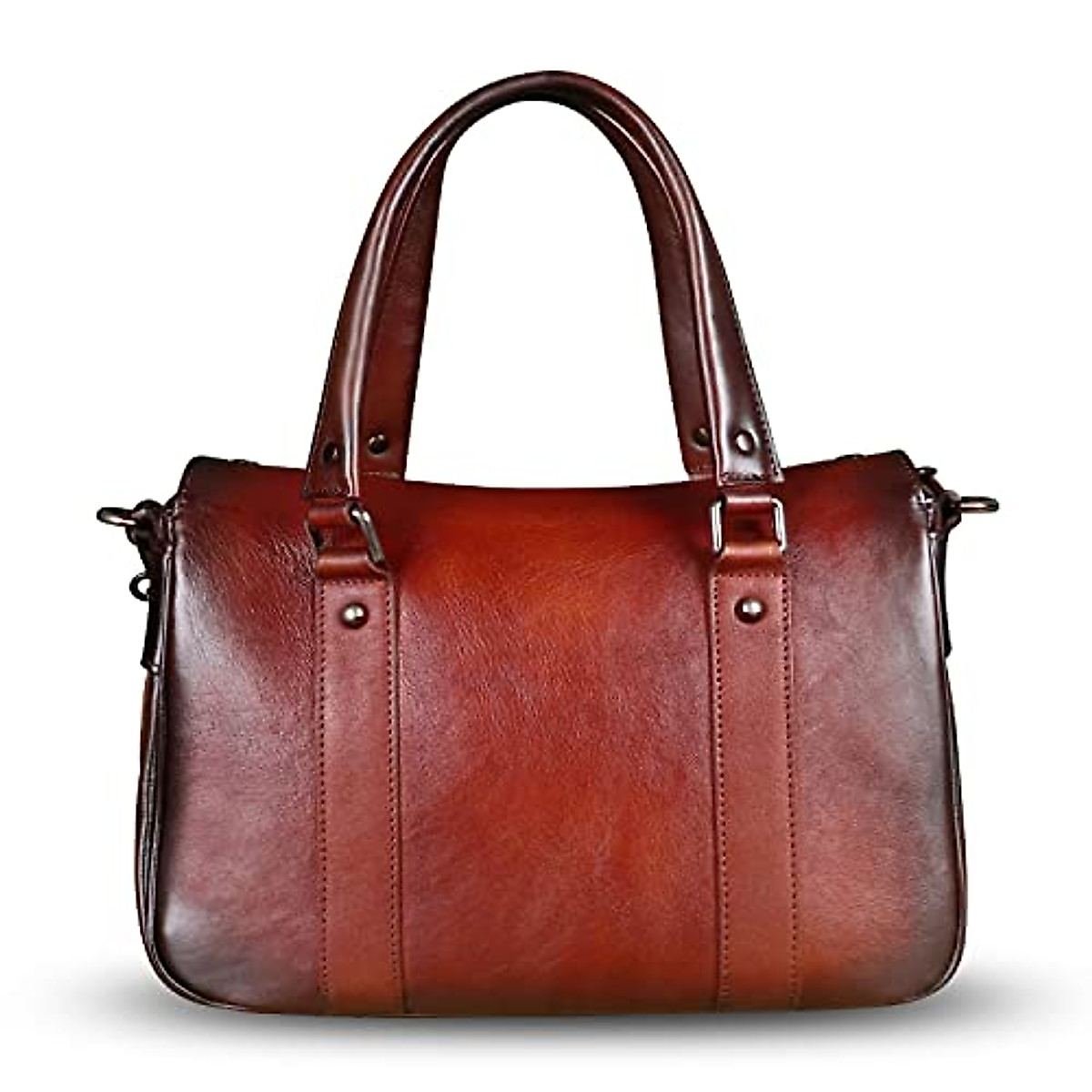 Genuine Leather Satchel Purse for Women Retro Cowhide Handmade Top Handle Shoulder Handbag Designer Crossbody Bag Purse (Red)