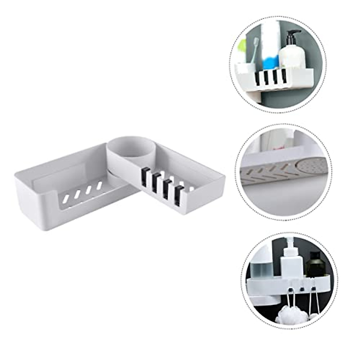 Zerodeko 1pc Wall Storage Rack Corner Towel Rack Shower Wall Organizer Bath Corner Shelf Metal Storage Rack Swivel Towel Rack Metal Shelving Bathroom Storage Racks Bathroom Rack Plastic