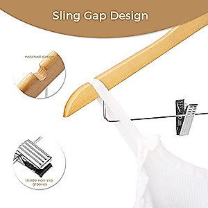 cozymood Wooden Hangers with Clips 12 Pack Premium Wooden Coat Hangers for Closet Durable Natural Wooden Pants Hangers with Clips Heavy Duty Hangers for Pants, Suits, Skirts, Jeans, Shirts, Shorts