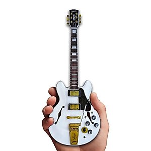 AXE HEAVEN Alex Lifeson Signature ES-355 Gibson Alpine White Miniature Guitar Model, 10"L x 4"W x 3"H"