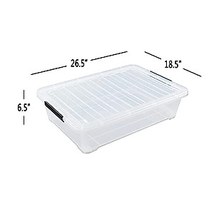 Zopnny 3-Pack 40 Quart Plastic Underbed Storage Box, Large Clear Under Bed Storage Bin with Wheels