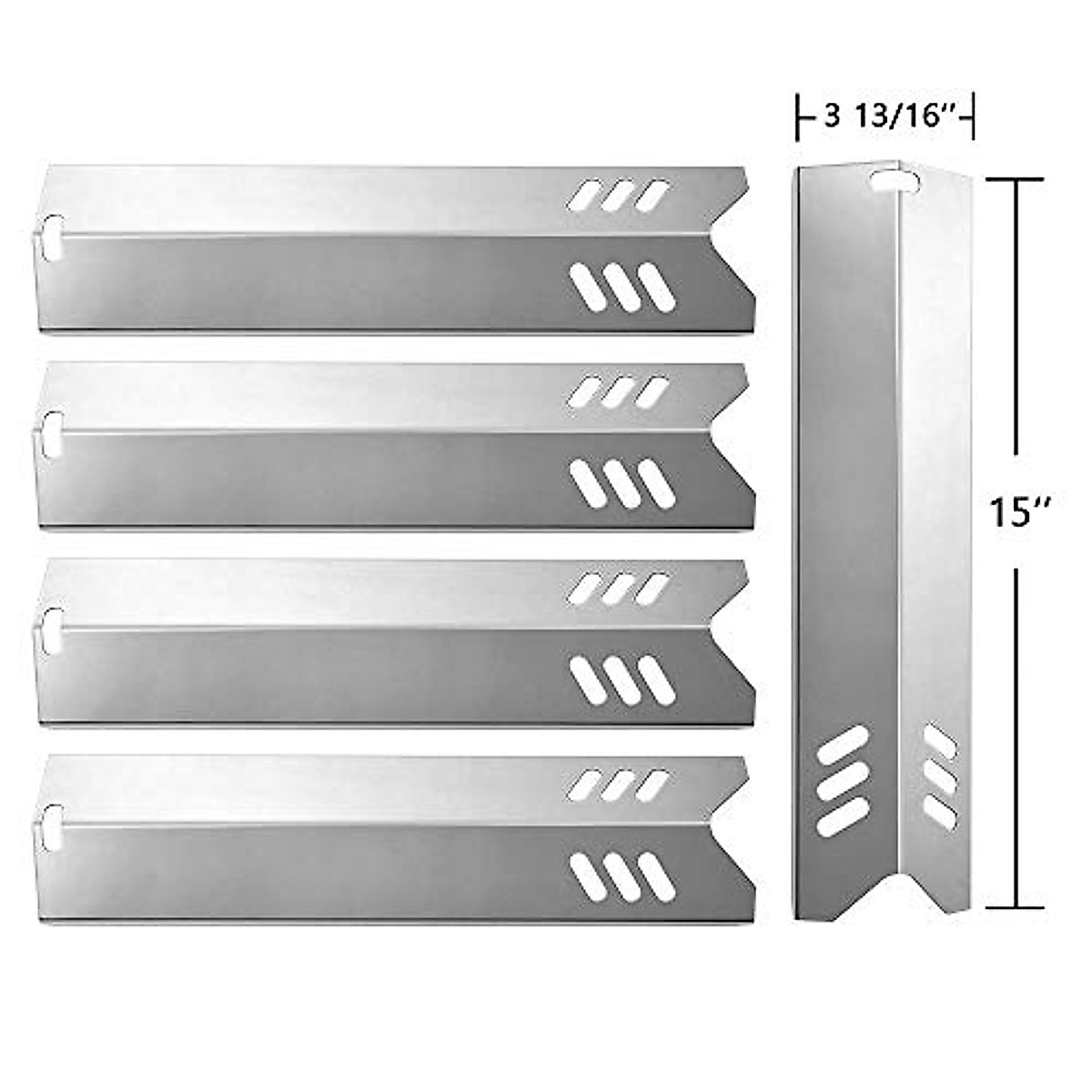 SHINESTAR 15'' Grill Heat Plate, Grill Replacement Part for Dyna-Glo, Backyard & Uniflame Grill, DGF510SBP, DGF493BNP, BY15-101-001-02, BY13-101-001-13, Stainless Steel, 5-Pack, 15" x 3-13/16"