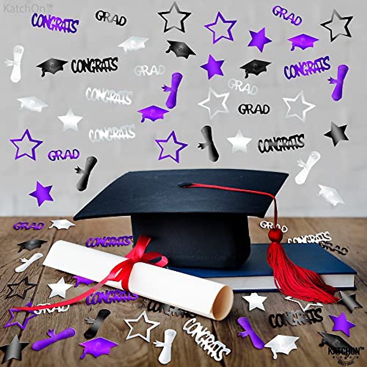 Graduation Confetti 2023 - Pack of 1000 | Grad Confetti 2023 Silver Graduation Decorations 2023 | Graduation Centerpieces for Tables 2023 | Purple Graduation Party Decorations 2023 Confetti Graduation