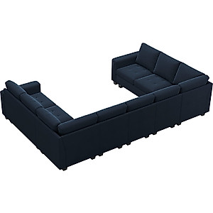 Belffin Oversized Velvet Modular 9 Seater U-Shape Sectional Sofa Set with Chaise Convertible sectional Sofa Couch Set Modular Couch Corner U Shaped Sectoional Sofa Blue