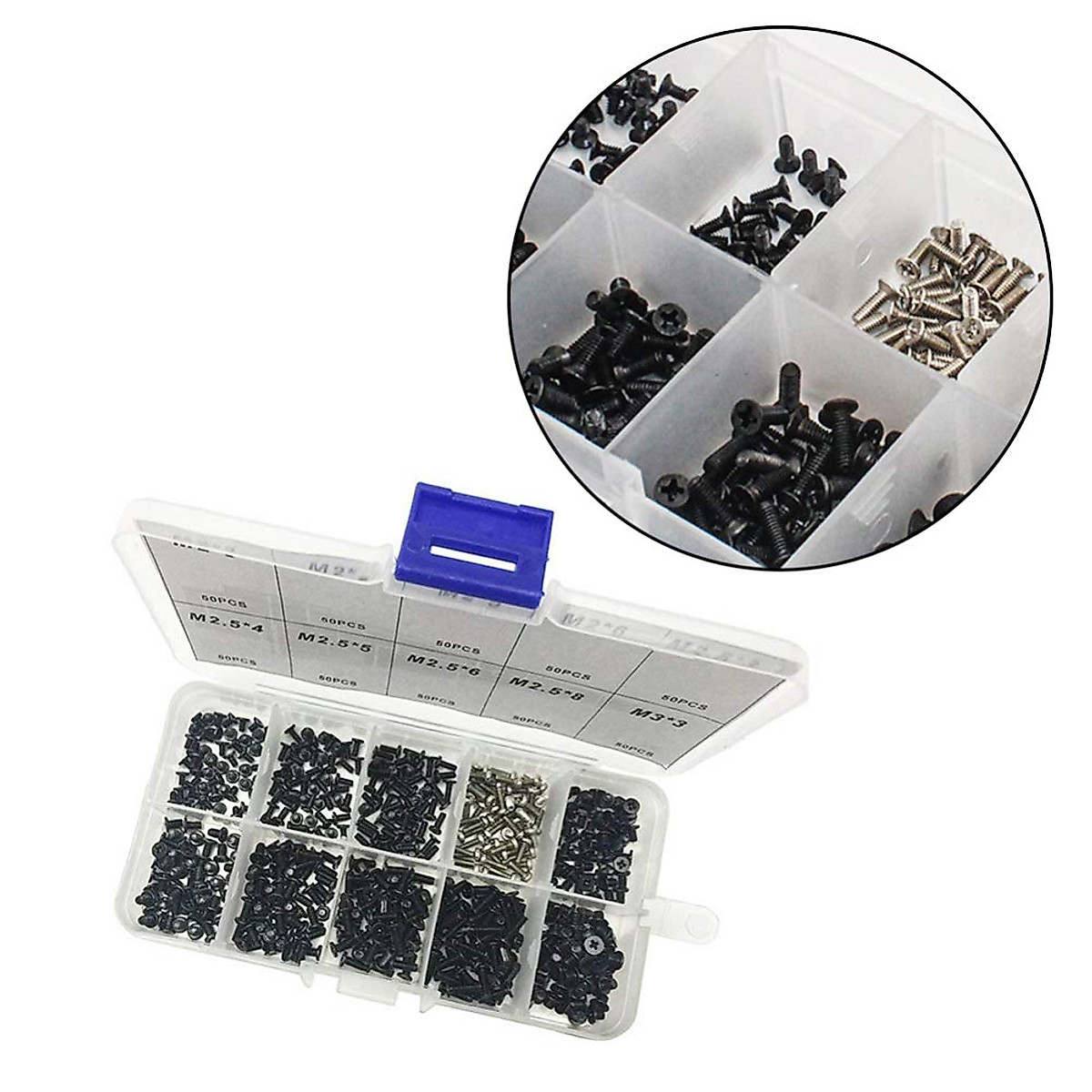 TEHAUX 500pcs Set Lap Desk Head Bolt Self Tapping Screws Metal Screws Computer Screws Head Cap Screw Cross Head Screw 6mm Machine Screws Small Black Screws Laptop Screw Group