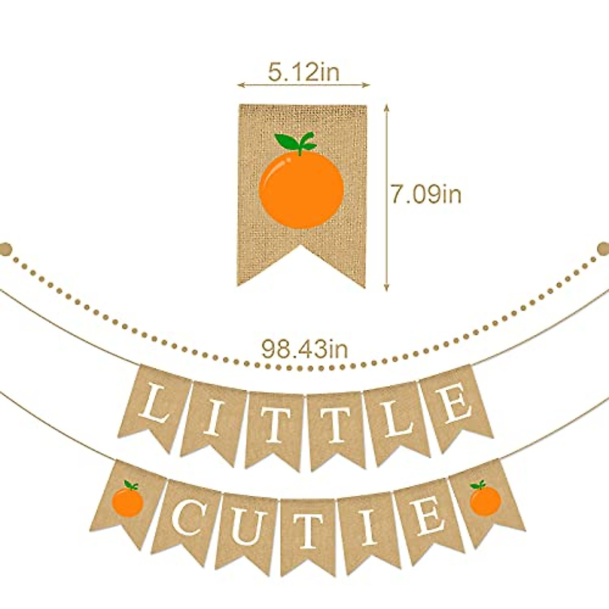 Burlap Little Cutie Banner Boy Girl Clementine Orange Baby Shower Birthday Party Decoration