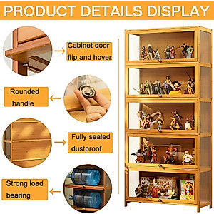 iusyugh 5-Tier Curio Display Cabinet, Storage Shelves with Acrylic Door, Collectibles Toy Organizers Rack & Display Shelf, Display Case for Playroom Bedroom Toddler's Room Kids Bookcase