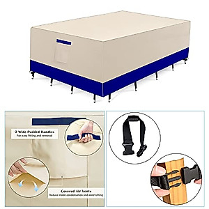 DUSTYPROTE Outdoor Furniture Cover Waterproof,64in Outdoor Furniture Covers for Patio Furniture,Garden Sofa,Dining Table Set,Table and Chair with Padded Handles, Two Buckles