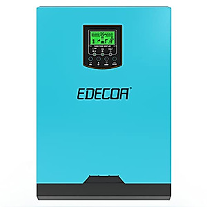 EDECOA 3000VA 24V Pure Sine Wave Hybrid Inverter Off-Grid DC 24V to AC 110V120V with 50A Solar Contorller Solar Inverter for RV Home Solar System (3KVA/2400W 24V PWM)